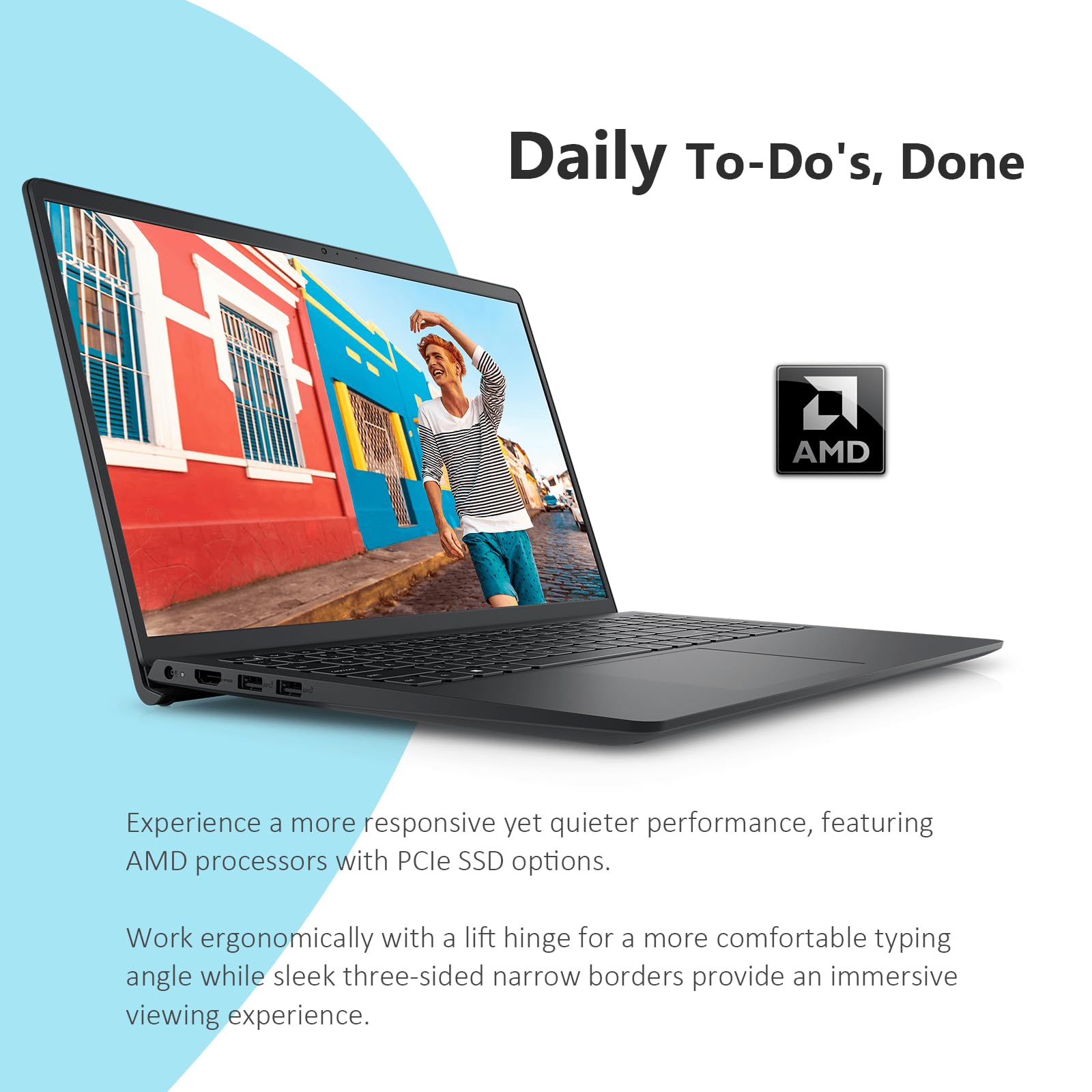 Dell Inspiron 15 3525 Laptop - 15.6" FHD Display for Business, AMD Ryzen 7 5700U(8-core, Beats i7-1265U) Processor, 32GB RAM, 1TB SSD, Long Battery Life, Wi-Fi, Bluetooth, HDMI, Windows 11 Home