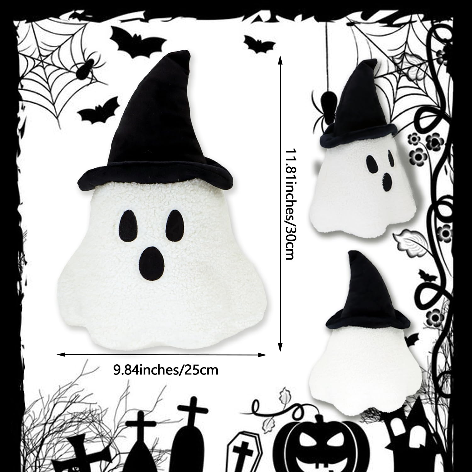 LXSLFY 2024 New Halloween Ghost Plush β Adorable Soft Ghost Pillows, Perfect for Spooky and Decorations, Ideal for Cozy Home and Party Decoration