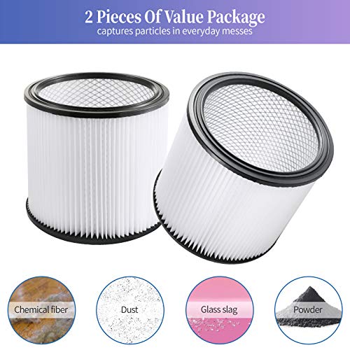 DerBlue 2 PACK Replacement Filter Compatible with Shop-Vac 90304 90350 90333 fits Most Wet/Dry Vacuum Cleaners 5 Gallon and Above