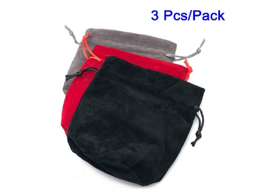 zmgmsmh Drawstring Dice Bag Chess bag small pouch hold chess pieces velvet Fabric Dice Pouch cosplay coin pouch Velvet Jewelry Bag Red/Grey/Black (3, Multicolor)