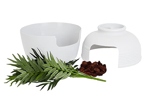 Pets Best Products - The Original Hidden Litter Box, White with Phoenix Palm Plant and Lava Rock