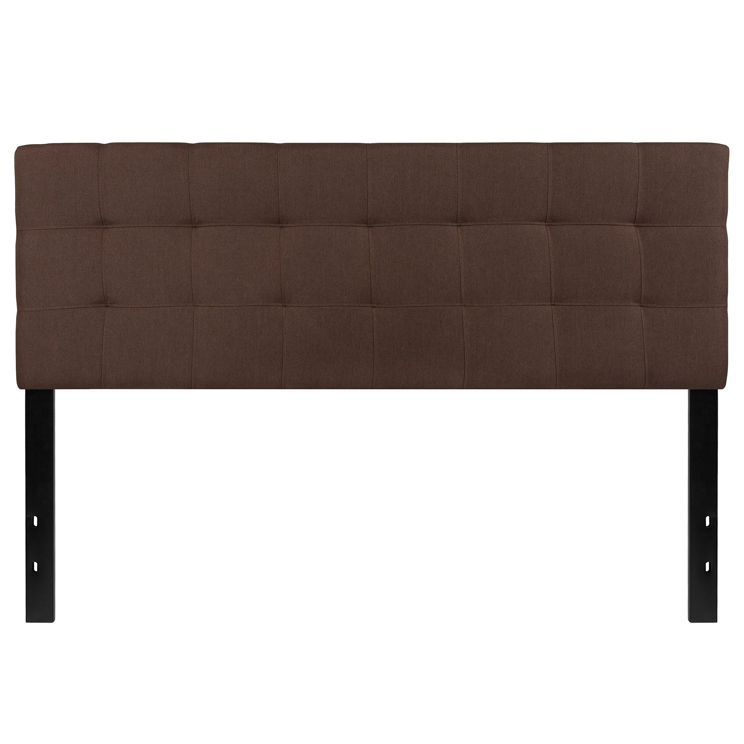EMMA + OLIVER Quilted Tufted Upholstered Queen Size Headboard in Beige Fabric