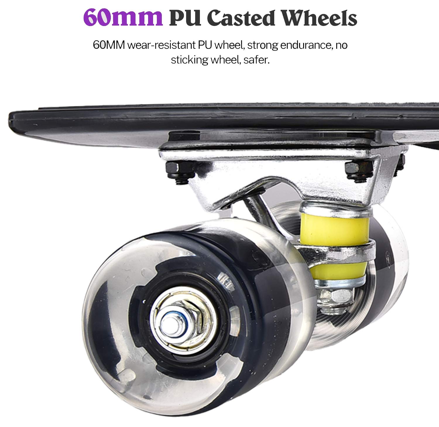 DADDYCHILD Skateboards Complete 22 Inch Mini Cruiser Skateboard for Kids Boys Youths, Light up Wheels for Beginners