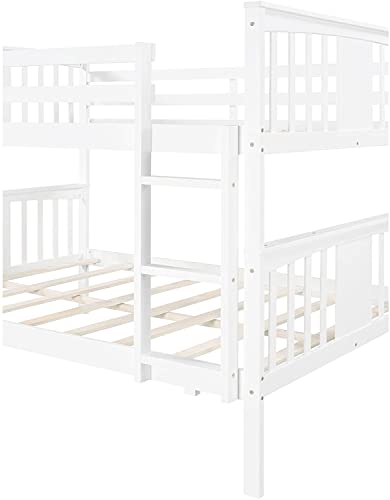 STP-Y Twin Over Twin Bunk Bed with Trundle, Solid Wood Bunk Beds for (White) (Color : White, Size : Full Over Full)