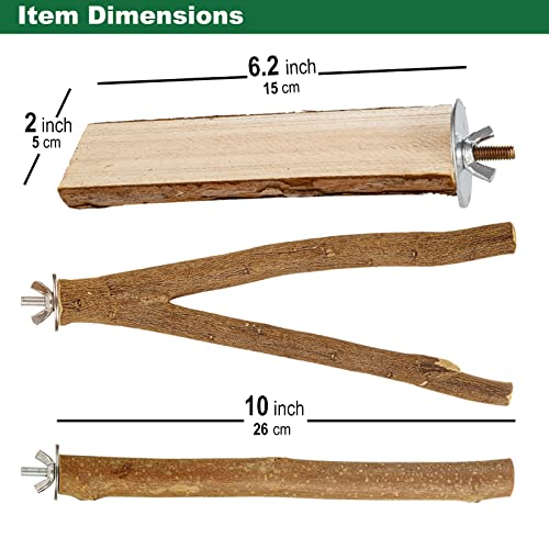 Luonfels Cockatiel Toys Wooden Perch 4 Pack, Bird Cage Natural Platform Hammock Swing Perches for Parakeets Budgie Conures Medium Parrots Hamster