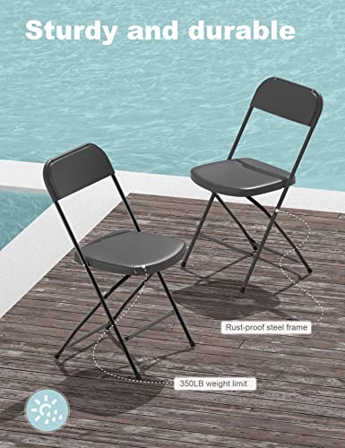 Nazhura Foldable Folding Chairs Plastic Outdoor/Indoor 650LB Weight Limit (Black, 6 Pack)