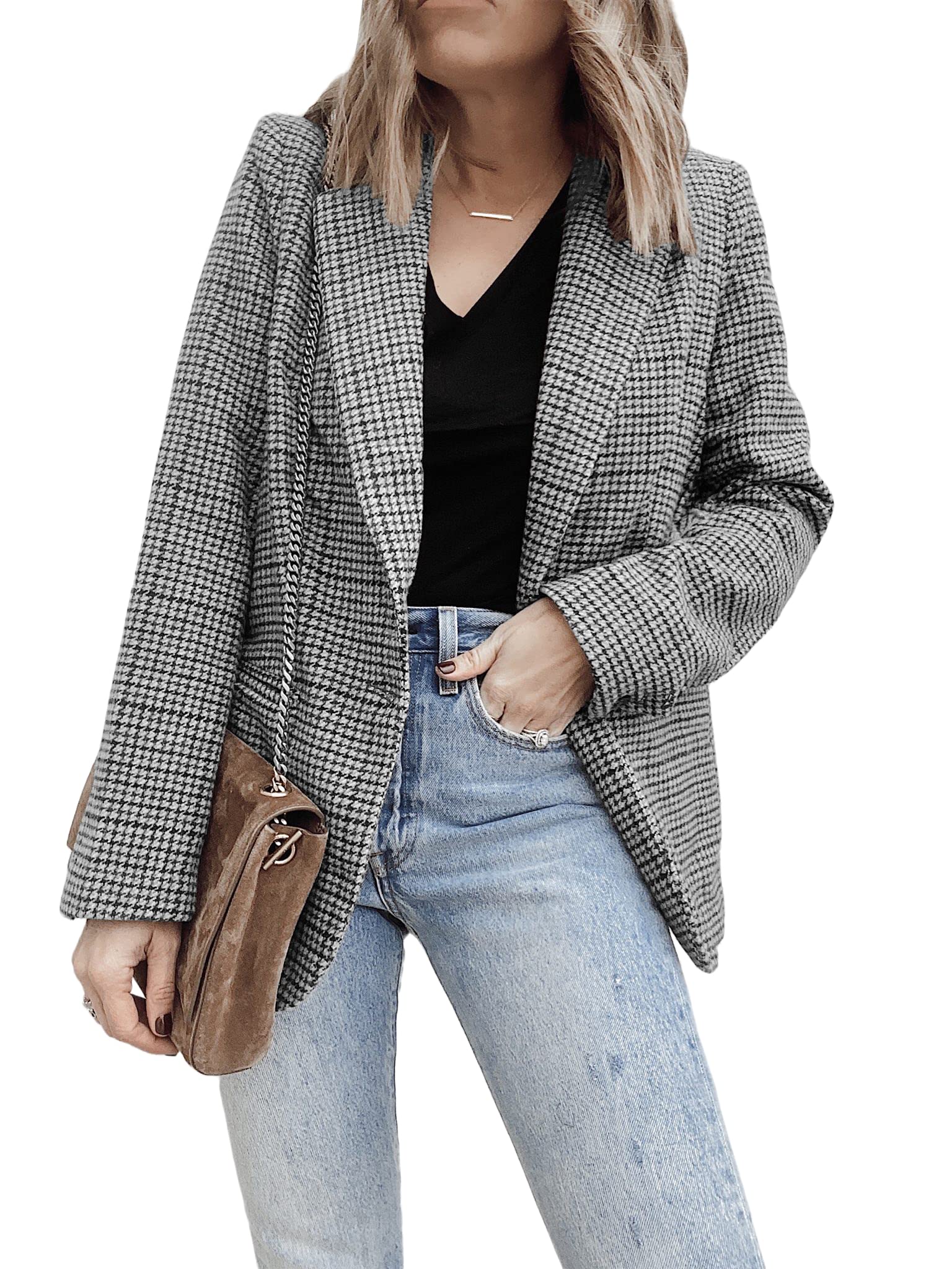 Cicy Bell Womens Office Blazers Lapel Button Cardigans Jacket Work Suit
