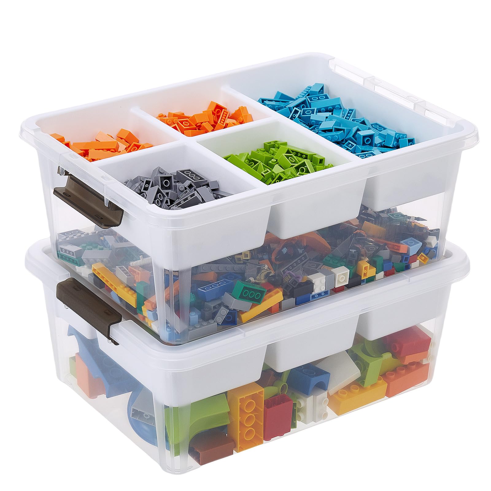 MACOPRO 17 QT Plastic Storage Box with Removable Tray Craft Organizers and Storage Clear Storage Container for Organizing Bead, Tool, Sewing, Playdoh (White, 1Pack-17QT)