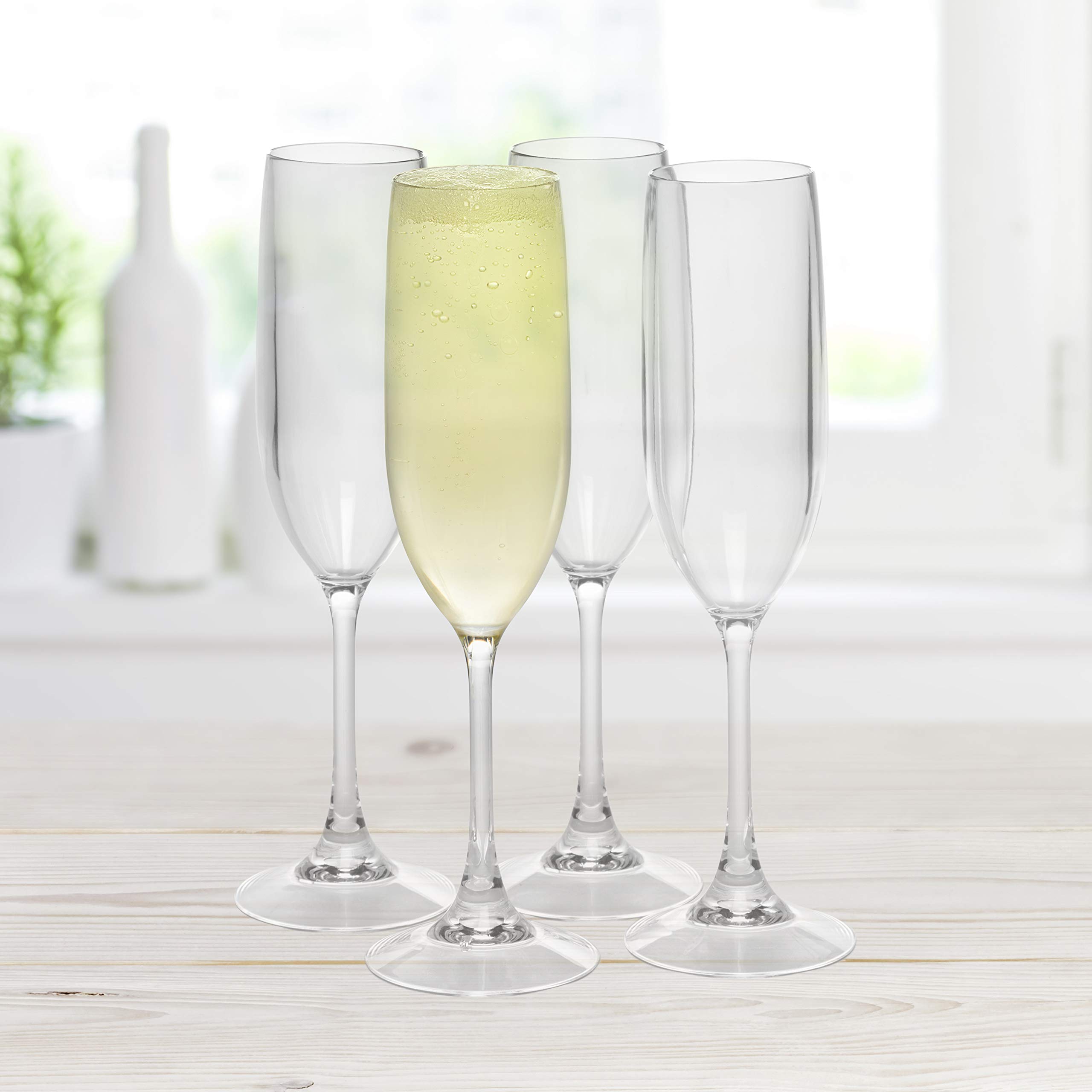D'Eco Unbreakable Stemmed 12 oz Champagne Flutes (Set of 4) - 100% Reusable Shatterproof Mimosa, Sparkling Wine, Champagne Glasses - Perfect for Hosting & Entertaining - Elegant Cocktail Glasses Set
