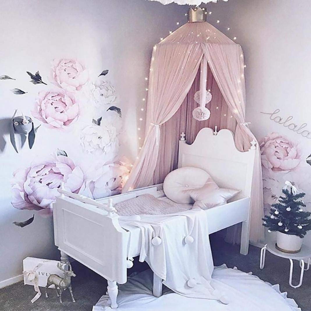 difcuyg5Ozw Lightweight Home Bed Netting Hanging Chiffon Balls Decoration, Lovely Mosquito Net Ornament Accessories - White