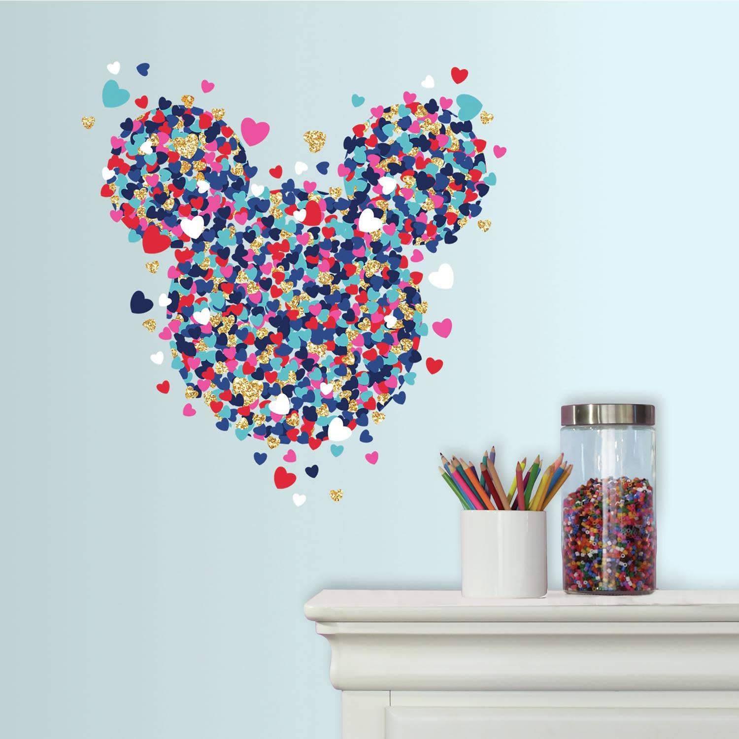 RoomMates Disney Minnie Mouse Heart Confetti Giant Peel and Stick Wall Decals with Glitter by RoomMates, RMK3593GM