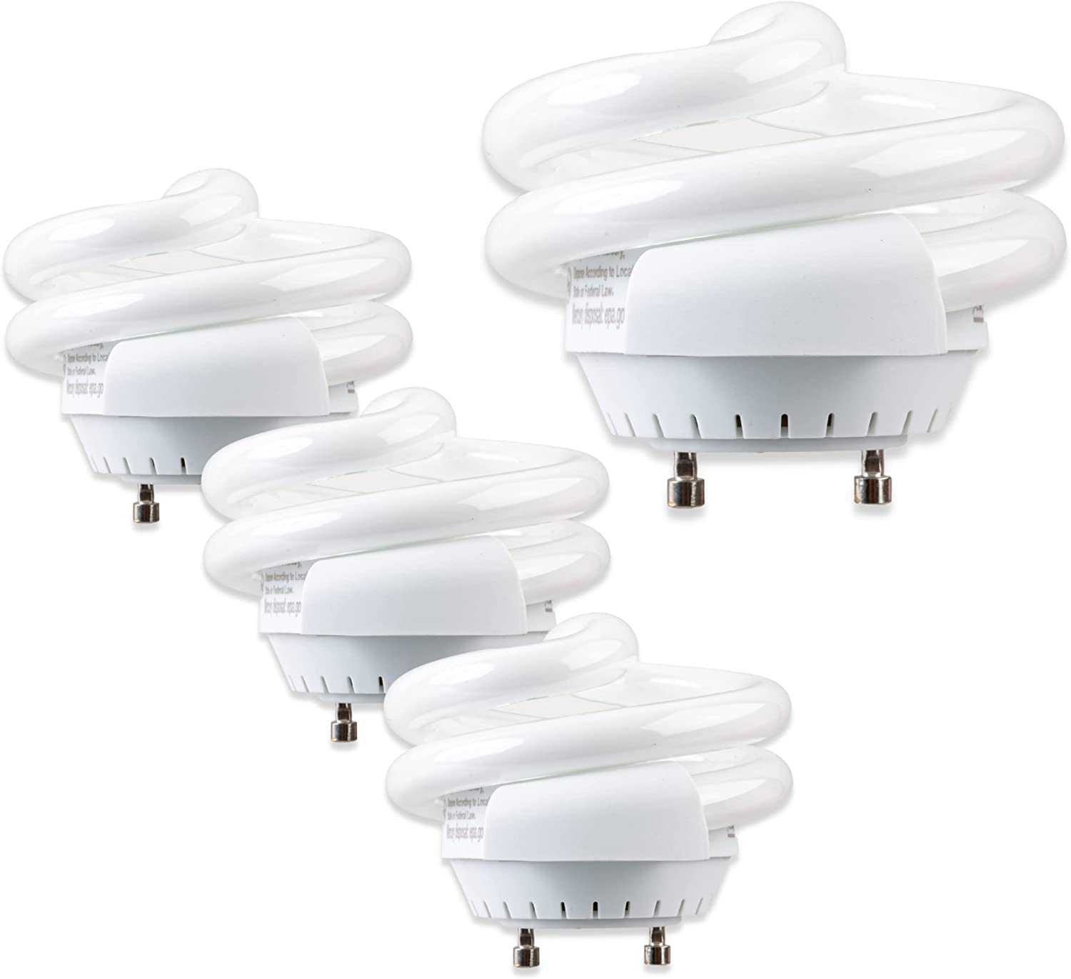 SLEEKLIGHTING 13Watt T2 Spiral CFL GU24 Base Puck Light Bulb 2700K 800lm -UL Approved,Compact Fluorescent -Warm White Light 4pack