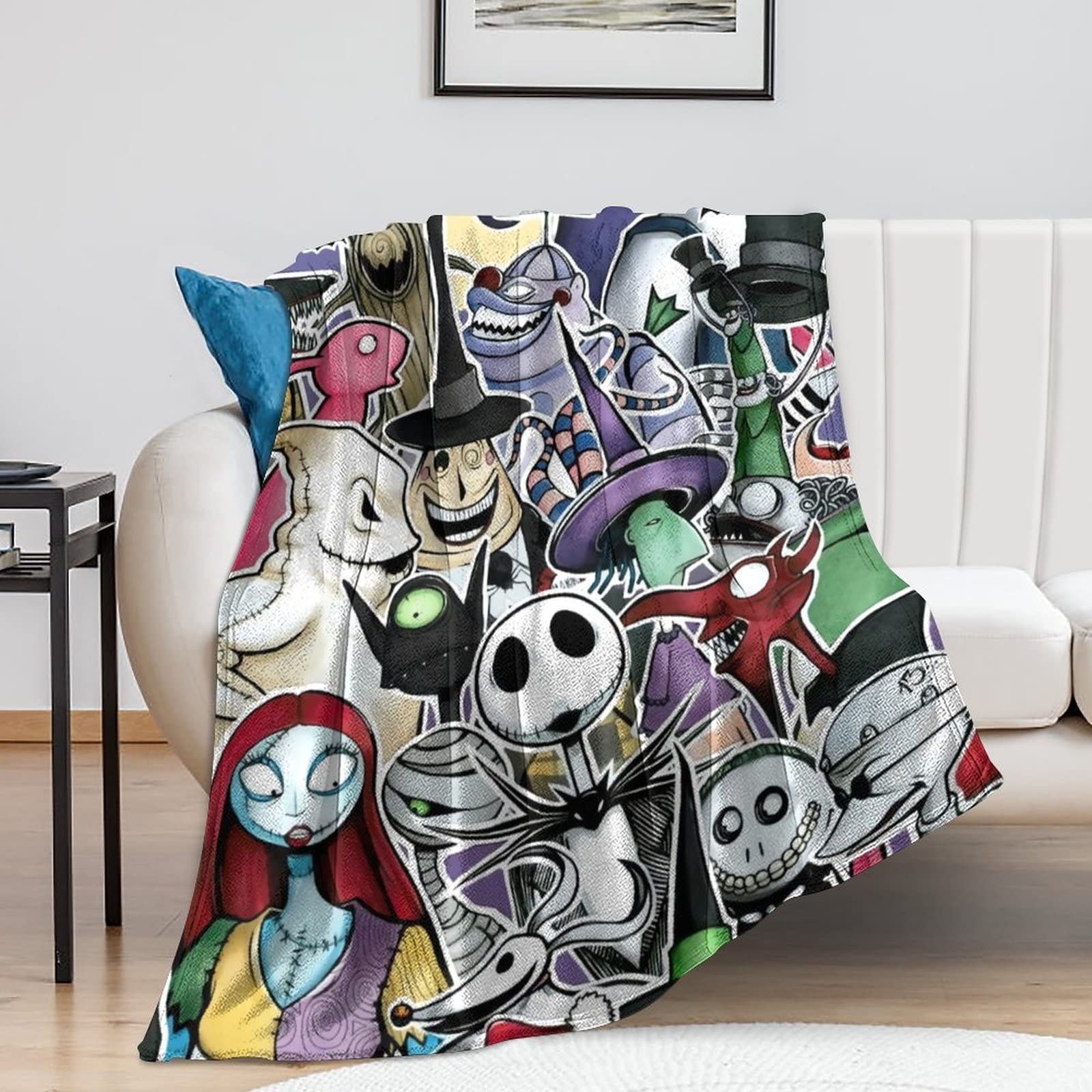 Christmas Blanket Super Soft Jack Skellington & Sally Throw Blankets for Couch Sofa Beding Kids Adults Gifts 60"X80"