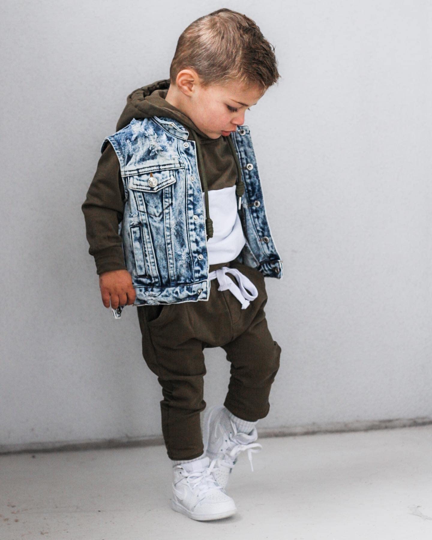 Karesoull Toddler Boy Clothes Patchwork Sweatshirts Long Sleeve Tops Solid Pants Outfit Fall Winter Baby Boy Hooded Clothe Set