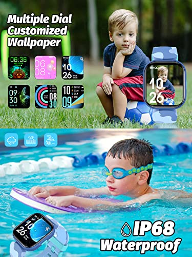 Mgaolo Kids Smart Watch for Boys Girls,Fitness Tracker with Heart Rate Sleep Monitor for Android Fitbit iPhone,Waterproof DIY Watch Face Pedometer Activity Tracker (Black)