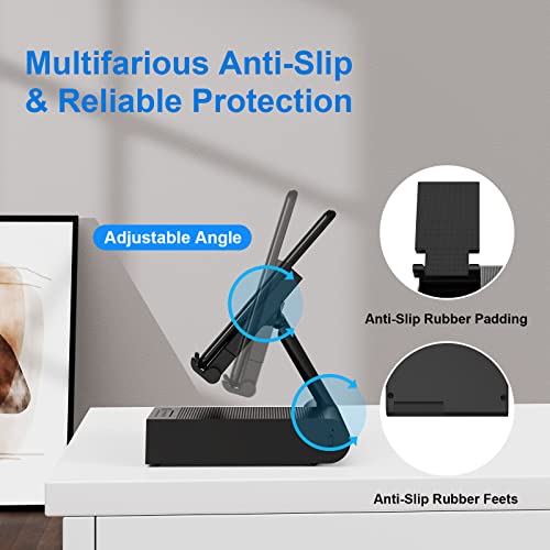 DOSS Cell Phone Stand with Wireless Bluetooth Speaker, 15W Wireless Charger and Anti-Slip Base, Crisp Surround Sound, Portable Speaker for Home and Office, Compatible with Phone, Tablet