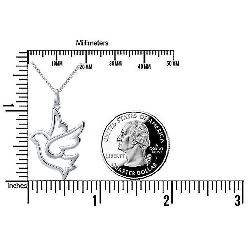 DAOCHONG S925 Sterling Silver Doves Birds Faith Hope Love Pendant Necklace 18 inches Rolo Chain