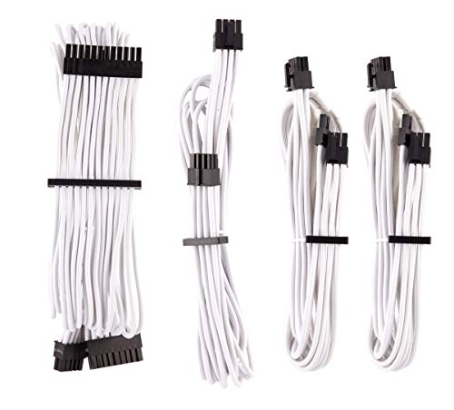 CORSAIR Premium Individually Sleeved PSU Cables Starter Kit – White, 2 Yr Warranty, for Corsair PSUs