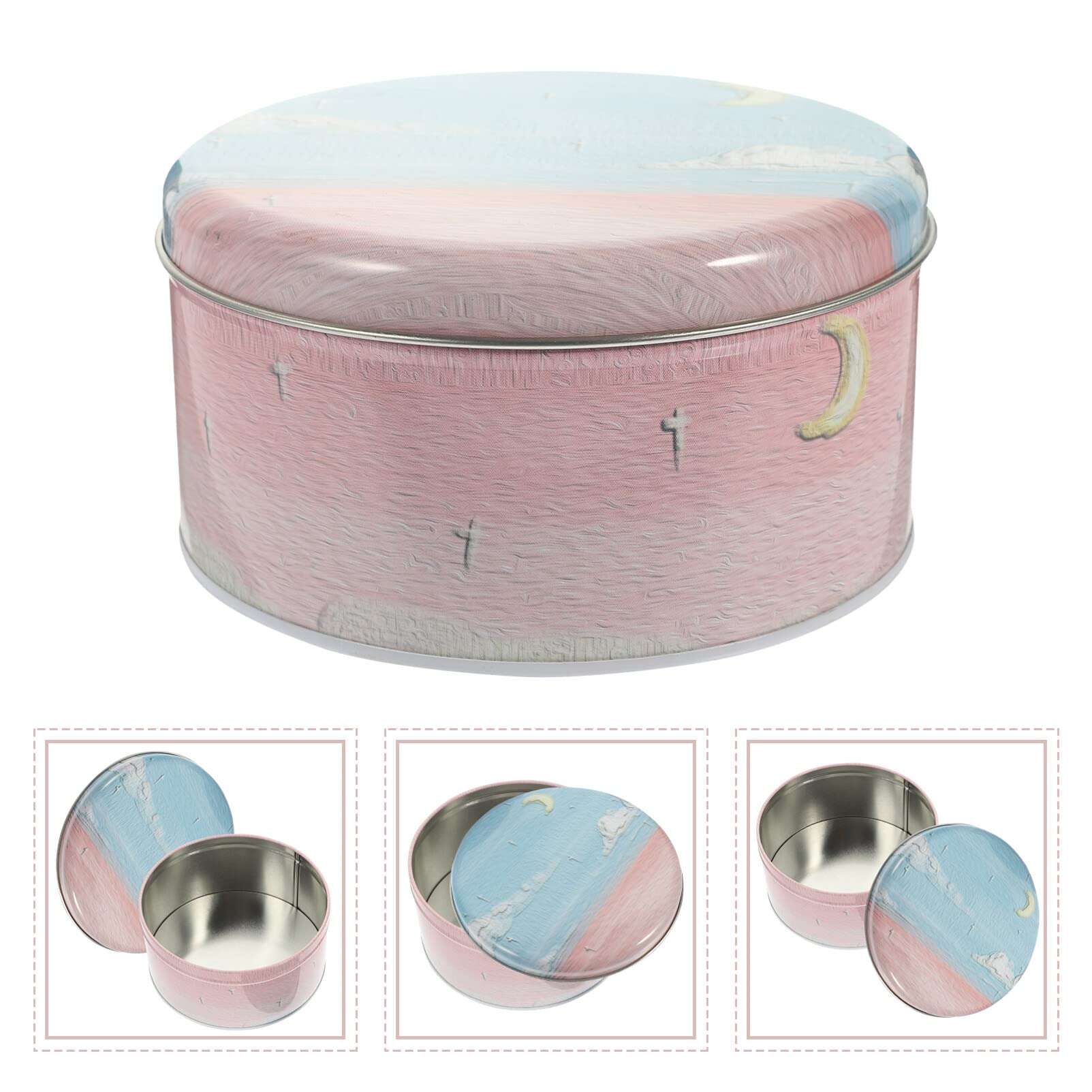 Decorative Cookie Tins Round Metal Cookie Tin with Lid Empty Gift Tin Decorative Nesting Tin Tinplate Container for Holiday Party Favors Treats Biscuits Cookie Gift Tins