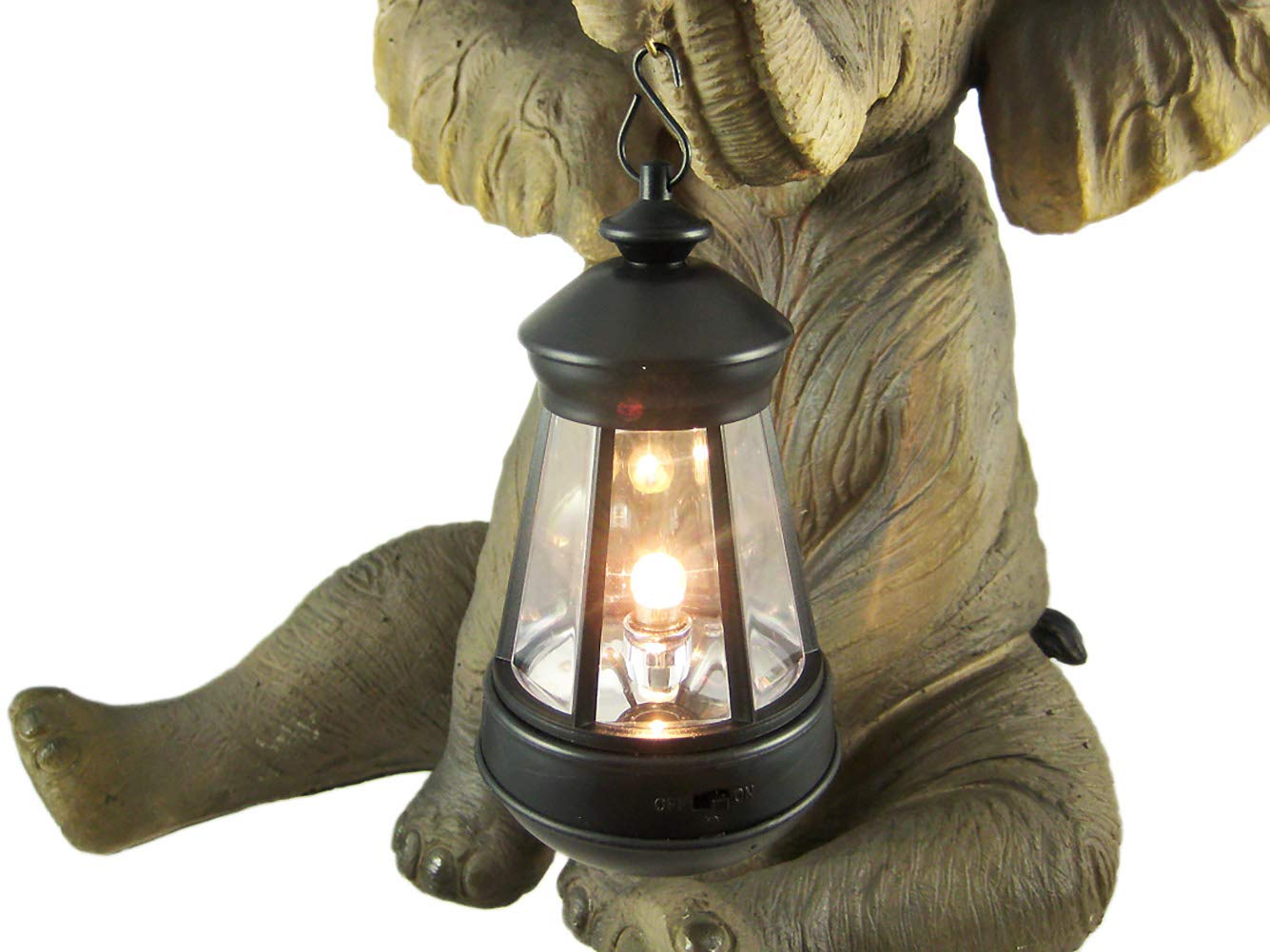Things2Die4 Enchanting African Elephant Statue with Lantern- Adorable Porch and Garden Decor - 13.5 Inches High - Hand-Painted Outdoor Sculpture for Nature Lovers