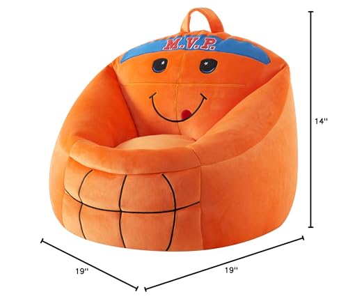 Heritage Kids Micromink Squishy Bean Bag Chair for Kids Ages 3+, Basketball