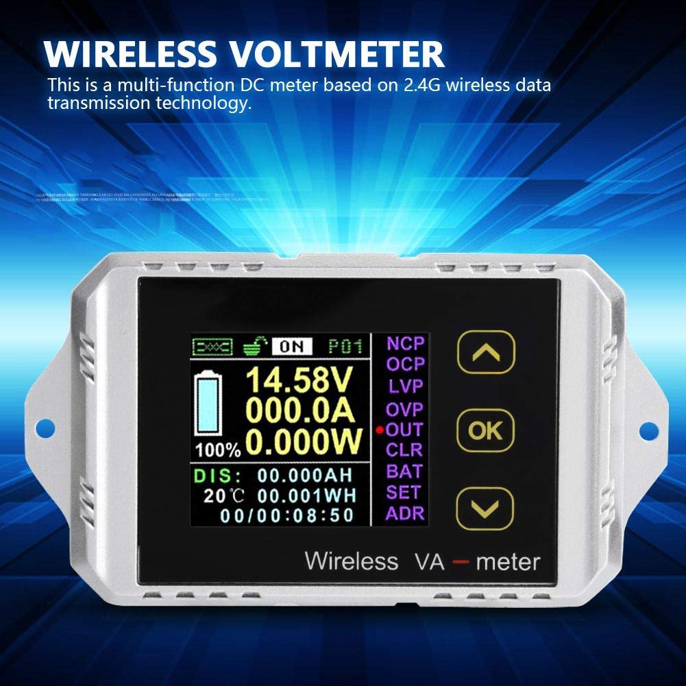 DC Meter Amp Volt,Color LCD Screen Wireless Meter, 2.4G Wireless Data Transmission Technology,for Measure Miscellaneous Meter Parameters (VAT-1300)