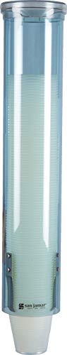 San Jamar Small Pull-Type Cup Dispenser Fits 3-4.5 Oz Cone Cups, 3-5 Oz Flat Cups with Flip Caps for Restaurants, Dining Halls, and Fast Food, Plastic, 16 Inches, Blue