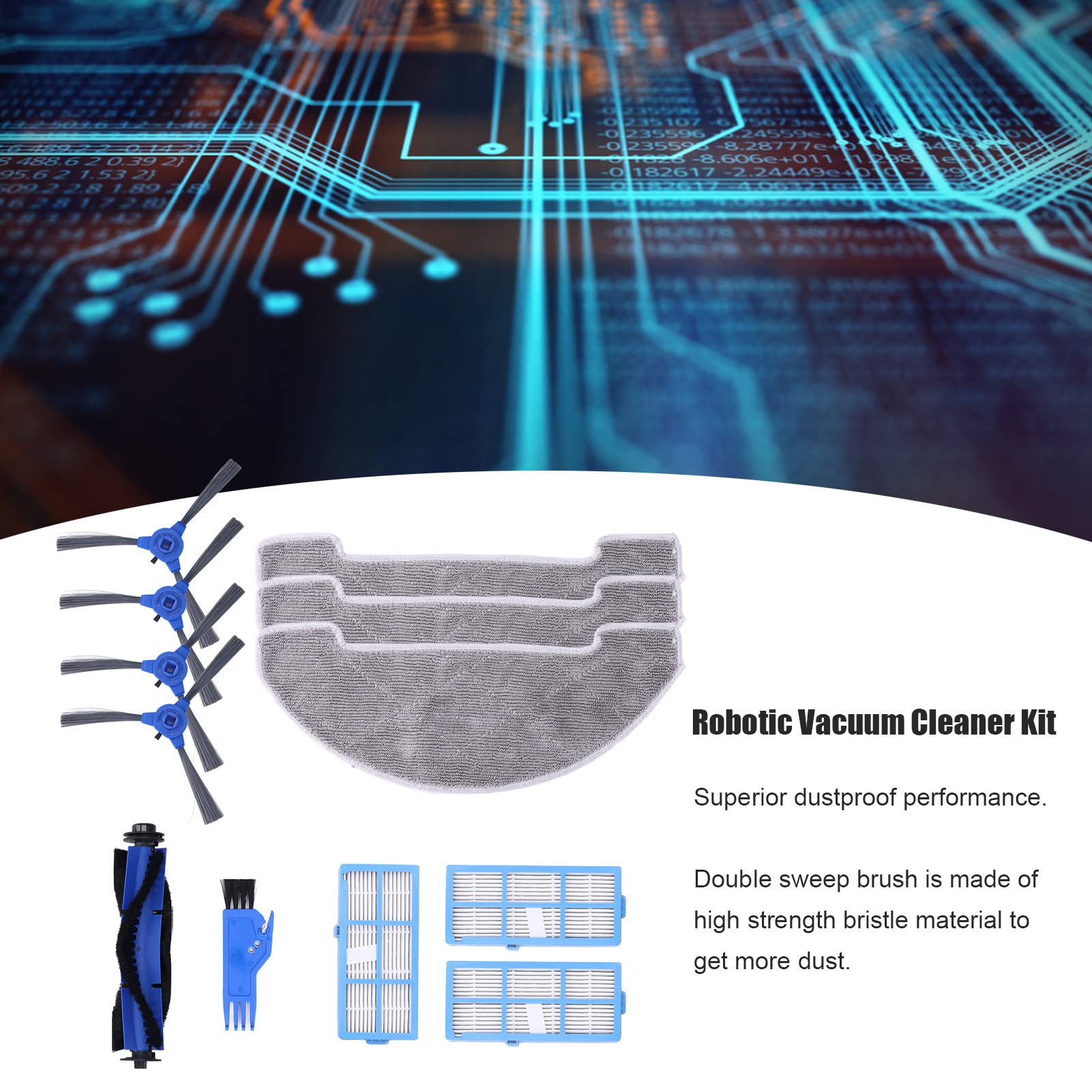 Haofy Robotic Vacuum Cleaner Filters Accessory, Replacement Parts Compatible with Proscenic 850T Suits, Robotic Vacuum Cleaner Kit, with Side Brush Rag Filter Main Brush