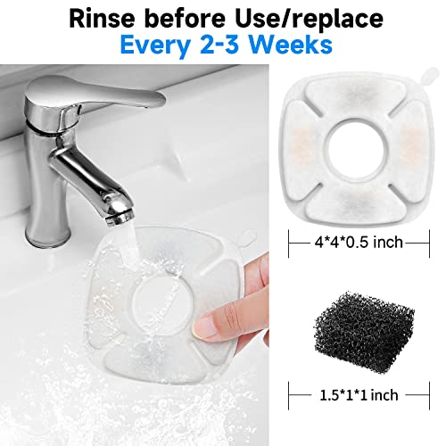 SAMANIJA 10-Pack Filters with Sponges, Compatible with Veken 95oz/2.8L pet Fountain Replacement Filters