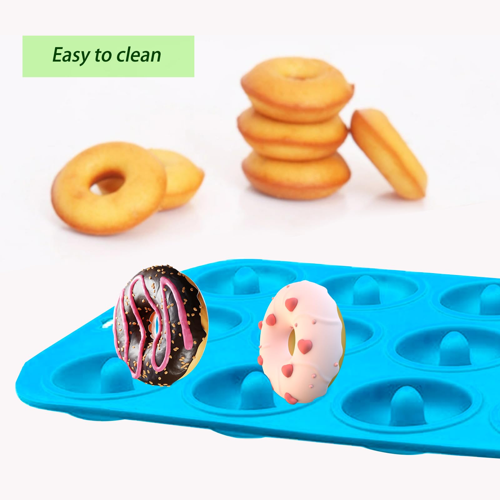 Cupidove Silicone Donut Pan, Silicone Donut Molds for baking, Mini Donut Silicone Mold Heat Resistant, Mini Silicone Baking Mold for baking delicious donuts, Non-stick Bottom, Easy to Clean