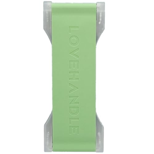 LoveHandle PRO Premium Phone Grip - Silicone Phone Strap - Magnetic Phone Mount and Kickstand for Smartphone and Tablet - Fern Green Silicone on Clear Base