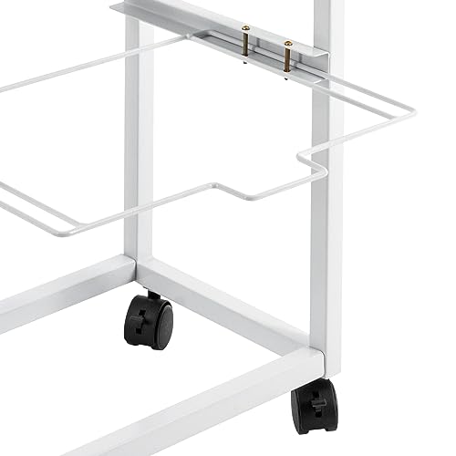 LyeXD 2 Tiers Metal Rolling File Carts w/Wheels, Modern Hanging Files Frame Files for Documents, Movable Pull-Out File Folder Rack Rolling File Organizer for Office, Classroom, White