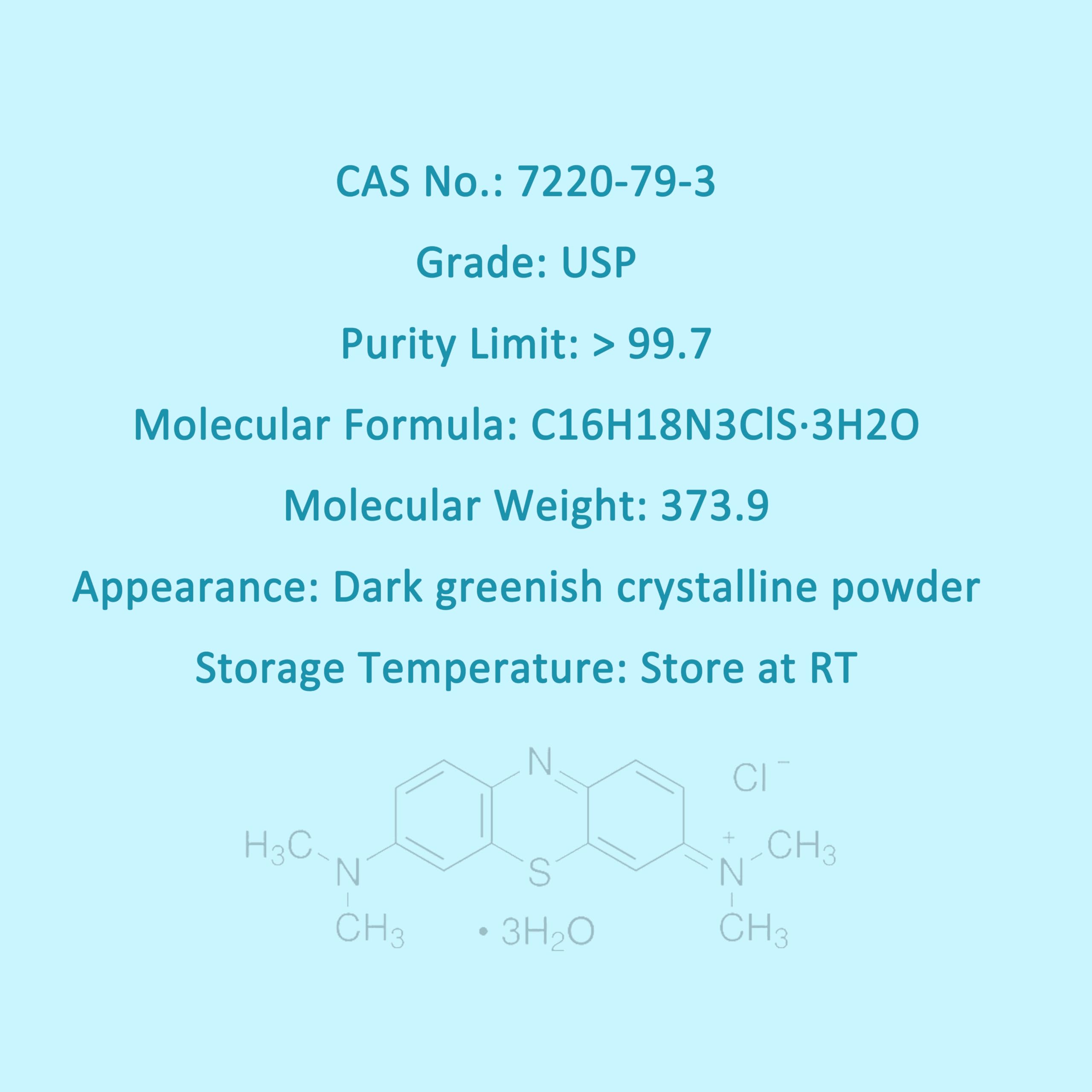 Methylene Blue Powder 6 Grams (Dark Greenish Crystalline) USP Grade - Prepare 600 mL 1% Solution