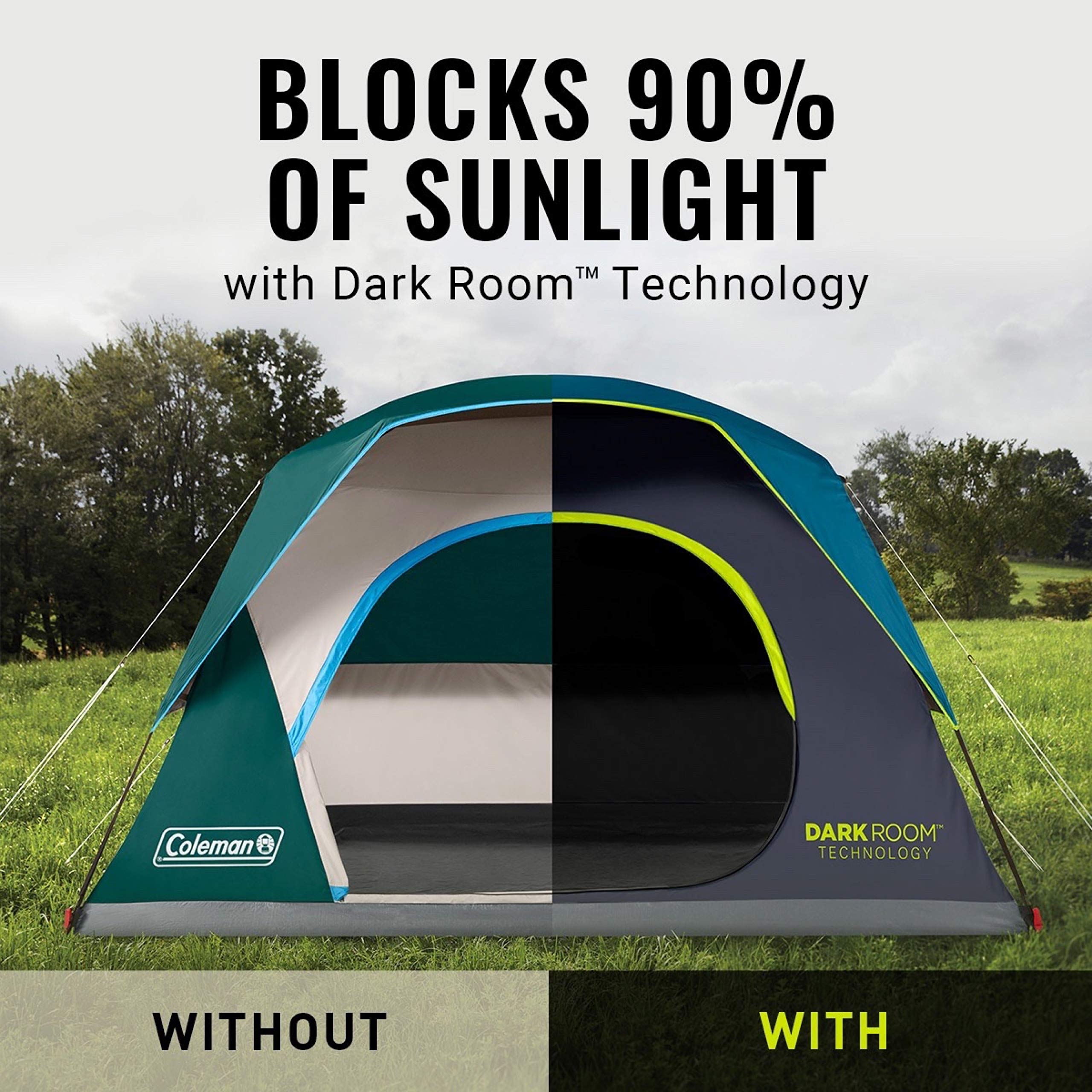 Coleman Skydome Family Camping Tent with Dark Room and Quick Pitch Technology, Weather-Resistant, Extra Storage and Outdoors Ventilation, Fits 4/6/8/10 Persons