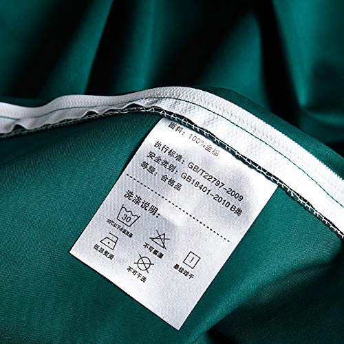 RoyalLinens 4 Piece Luxury Emerald Green Duvet Cover Set 100% Cotton 60S Sateen Bedding Sheets Percale Bedclothes with Bees Printed Bed Linen (Queen Size 4pcs)