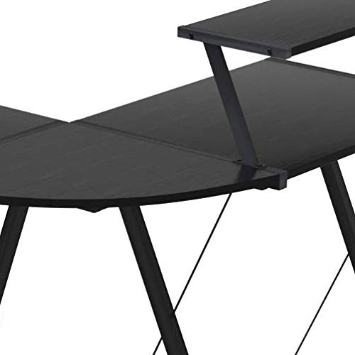 Coleshome 61" Super Large L Shaped Desk Gaming Desk, L Desk Computer Corner Desk with Round Corner with Removable Shelf for Gaming Desk Home Office Writing Workstation