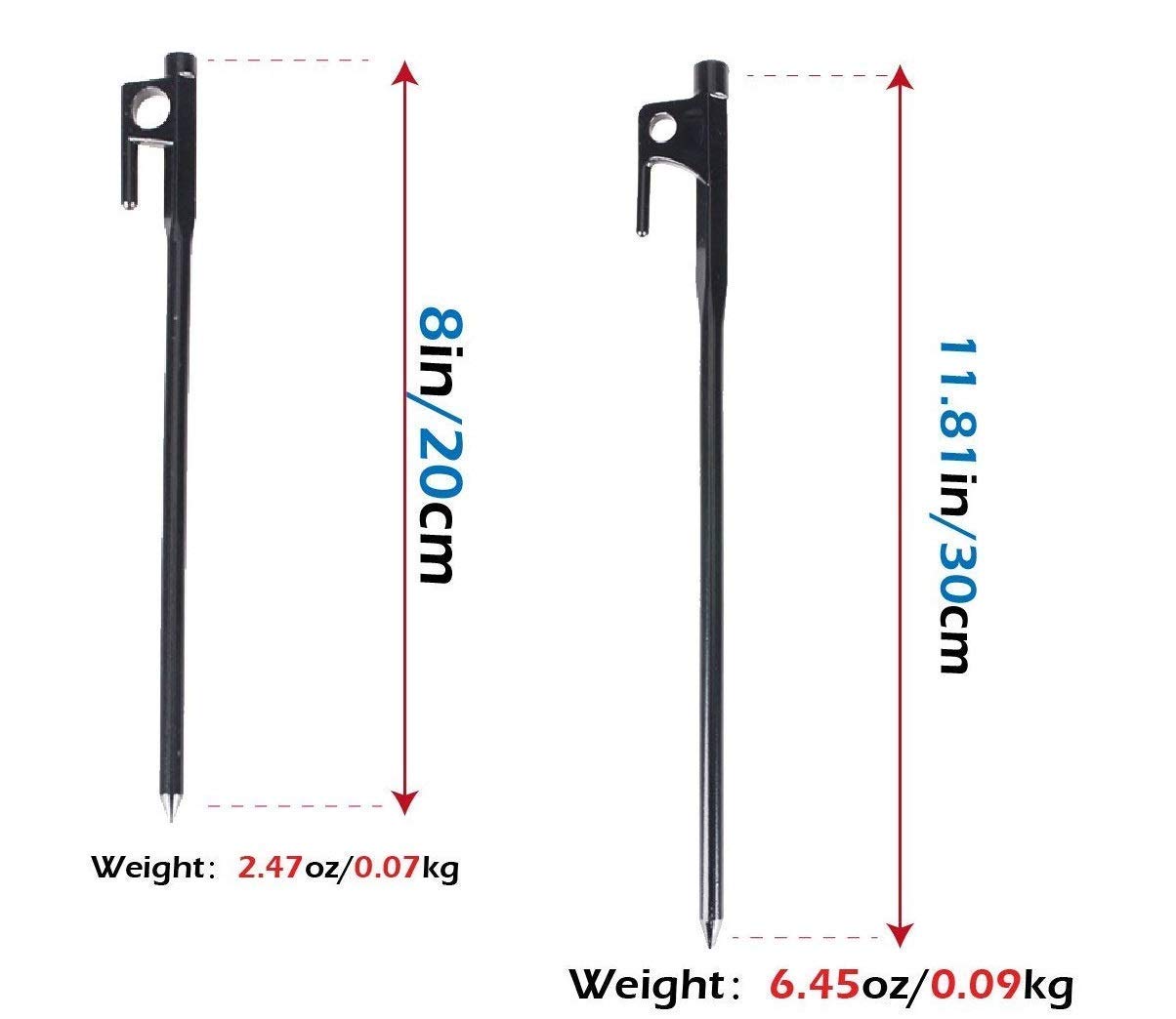 CLSstar - Black Forged Steel Burly Heavy Duty High Strength Steel Camping Tent Pegs Stake for Outdoor 8 Pack