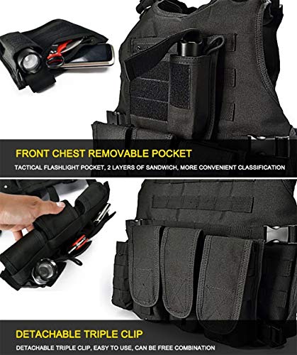 YAKEDA Outdoor Tactical Airsoft Vest Adjustable Fit Adult (Black)