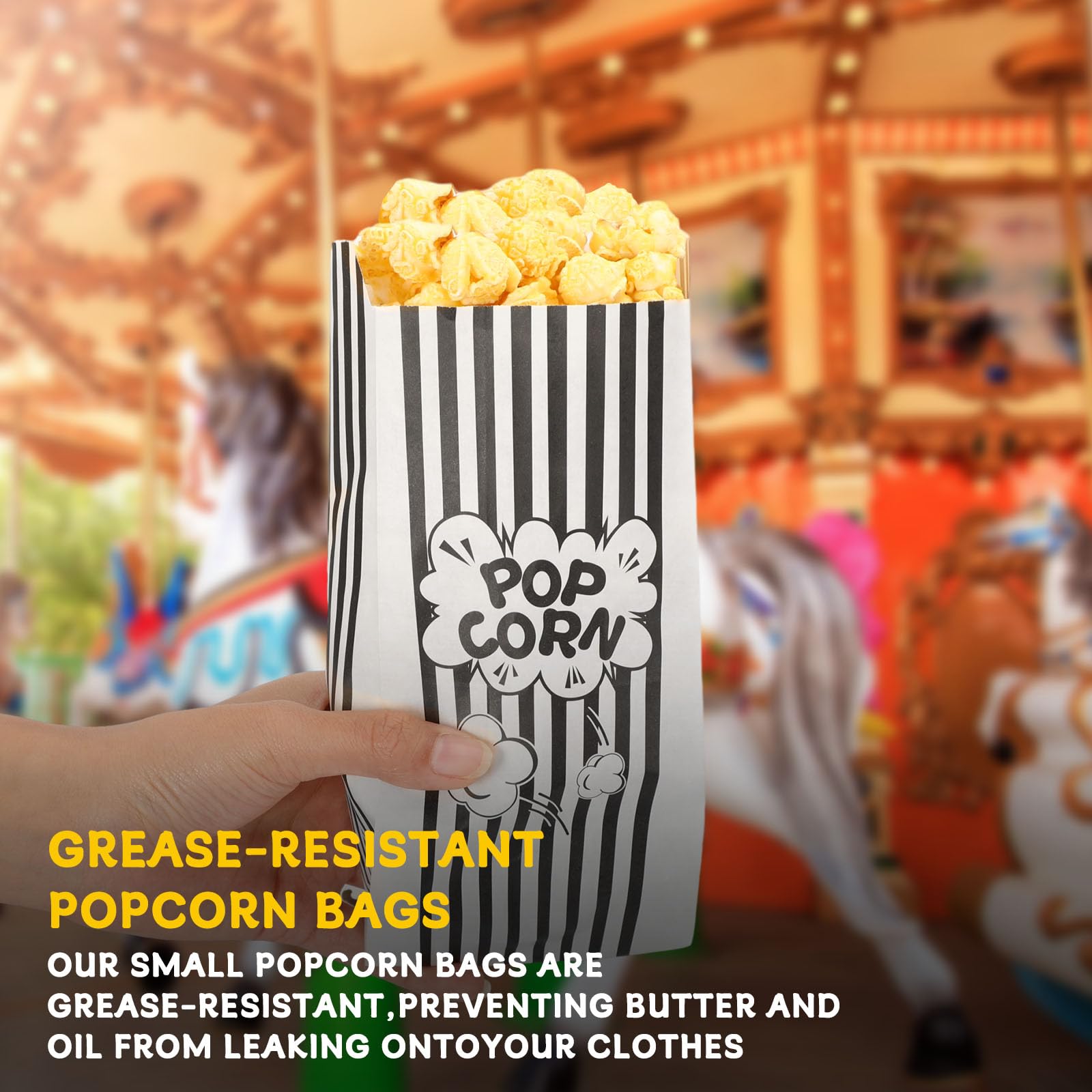 DECYOOL Popcorn Bags,350 Pack Popcorn Bags Individual Servings Popcorn Machine Accessories for Popcorn Bars, Movie Nights, Concessions