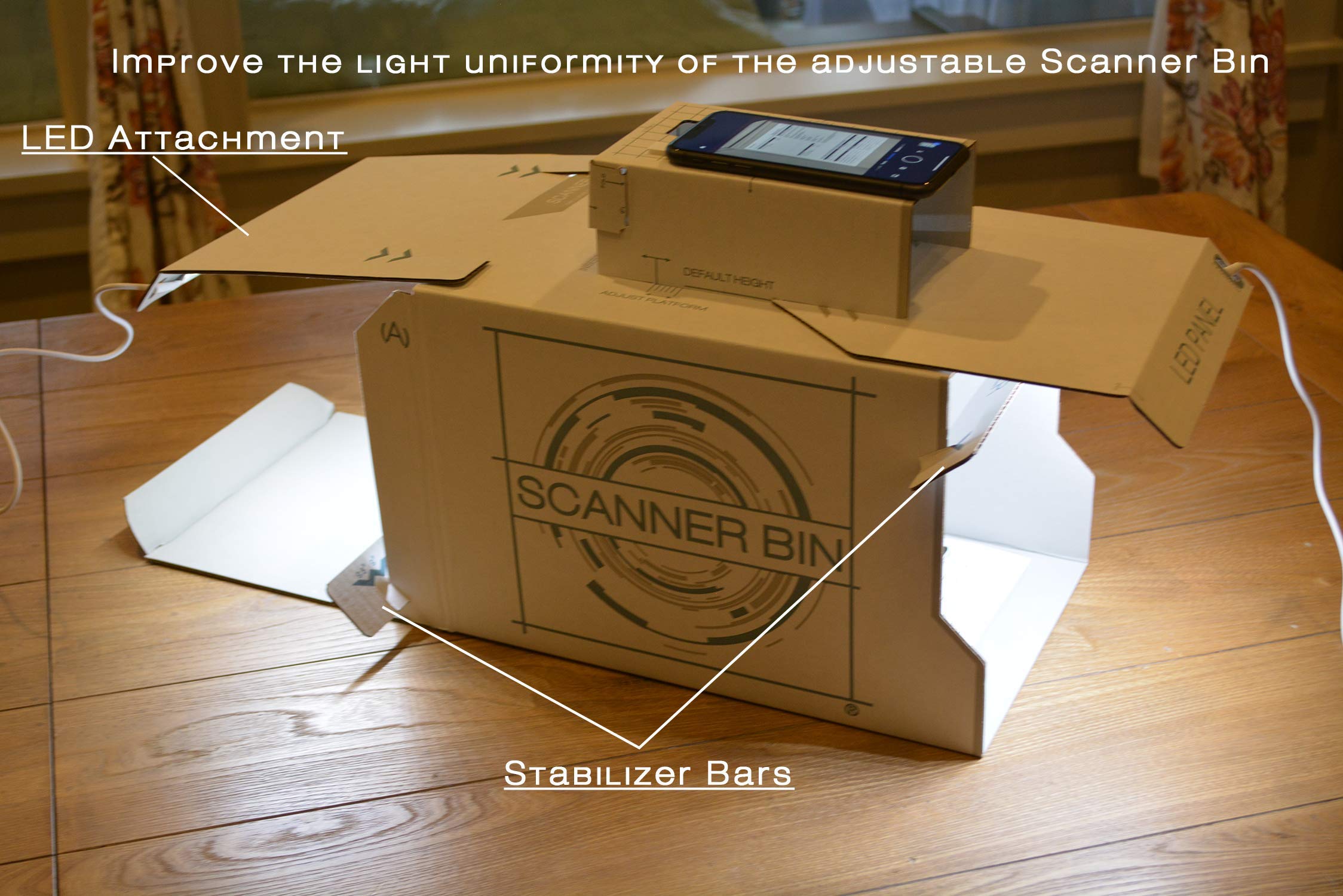Scanner Bin - Add-on Kit (LED Attachment, stabilizer Bars, Flat Sheet, Bumpers)