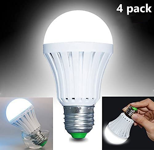 CTKcom Rechargeable Emergency LED Bulb 5W(4 Pack)- Lamps Household Lighting Bulbs,Saving Energy Intelligent Light Rechargable Electricity 40W Equivalent 6000k White Bulb 120V E26/E27