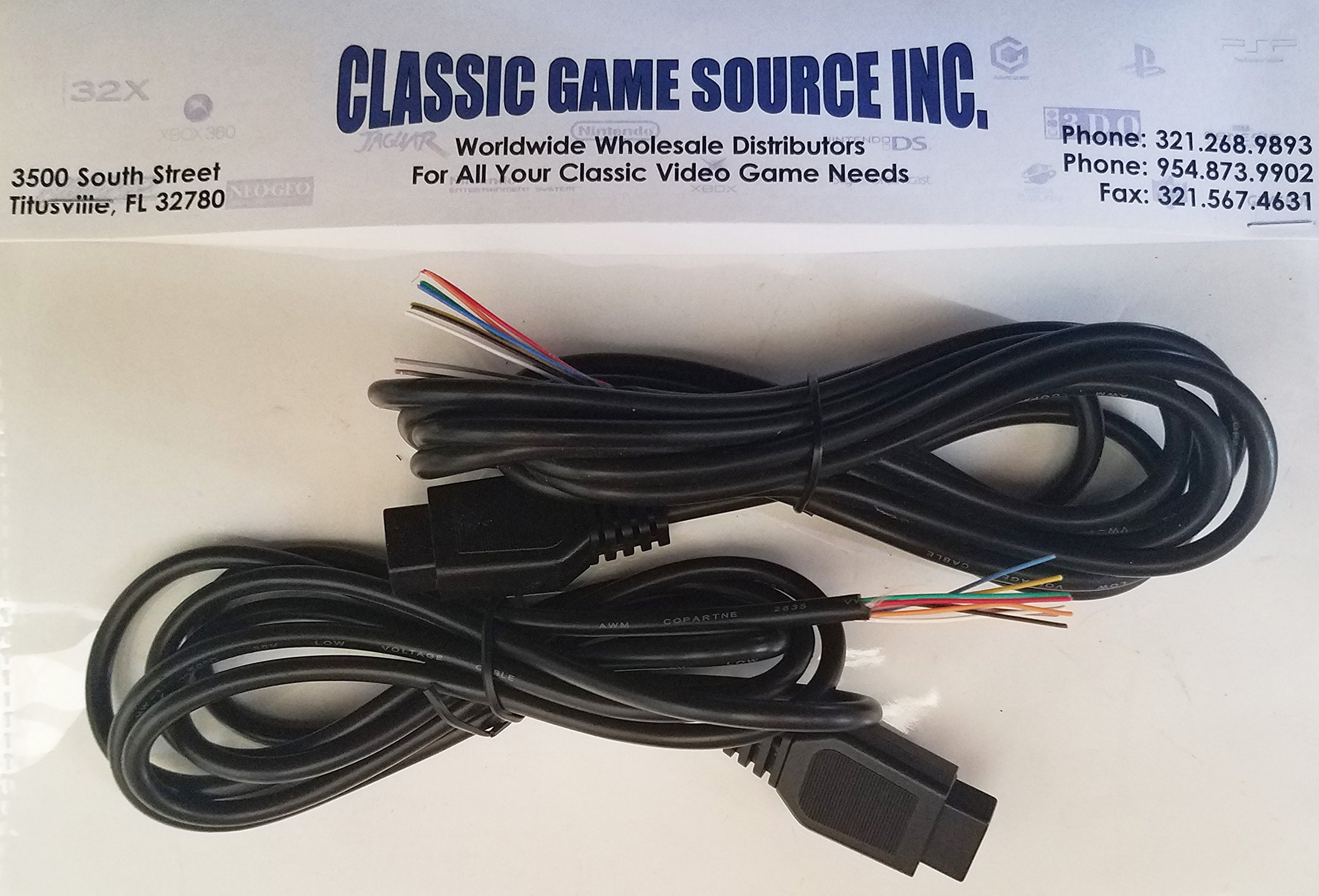 Two 6FT 9 Pin Replacement Cable Cord Wires to Repair Atari 7800 Controller Joystick