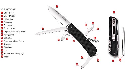 Ruike Small Camping Knife Kit Multitools 15 in1 EDC Folding Tactical Pocket Knife for Men Women Gifts mini Hiking Gear 17c27 Cool Steel Multipurpose Utility Screwdriver Wood Saw Set M32-B