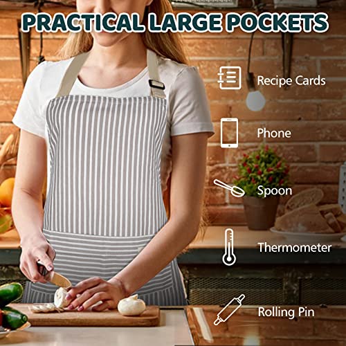 Yanacc 2 Pack Aprons for Women Chef, Apron with 2 Pocket and Adjustable Neck Strap for Kitchen Cooking Baking Gardening (Apron-12)