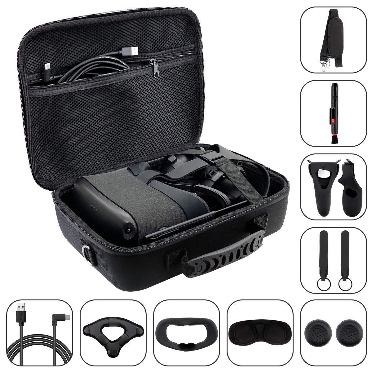 Fenggor Carrying Case for Oculus Quest VR Gaming Headset and Touch Controllers Accessories Portable Hard Shell Travel Protective Storage Case Bag includes Multiple Oculus Quest Accessories