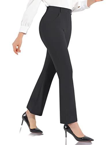 PMIYS Stretchy Dress Pants for Women Bootcut Yoga Pants Wide Leg Work Pant with Pockets XX-Large Black