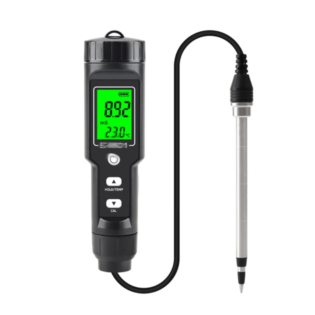 GHGHF Portable Digital EC/Temperature Soil Tester Meter Farm Measurement Backlit Display Removable Electrode Waterproof Test Planting