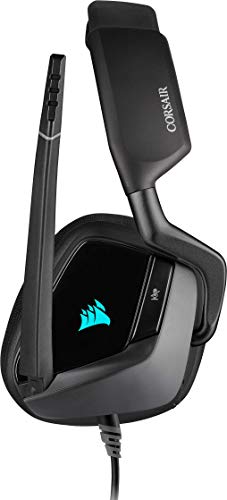 Corsair Void Elite RGB USB Gaming Headset (7.1 Surround Sound, Optimised Omnidirection Microphone, Customisable RGB Lighting, Microfibre Mesh Fabric Earpads, Aluminium Construction) - Black