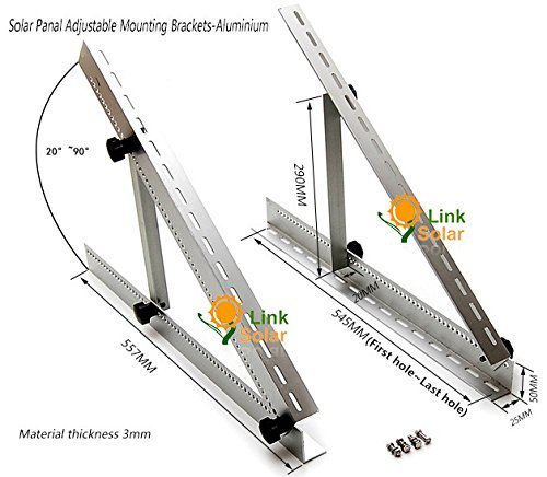 Heavy Duty Adjustable Brackets for Mounting Solar Panels on Ground Roof Wall DIY Off-grid Solar Racking System,Solar Panel Stand Foldable Tilt Legs 3mm Aluminum Rack Mount Rails with Hardware(22-inch)