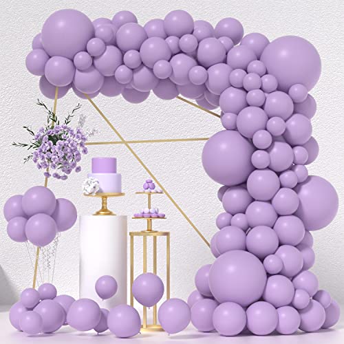 ZFUNBO Pastel Purple Balloons Garland Arch Kit 95 pcs 18/12/10/5 Inch Light Purple Balloons Different Sizes Purple Latex Balloon for Baby Shower Gender Reveal Wedding Birthday Purple Party Decorations